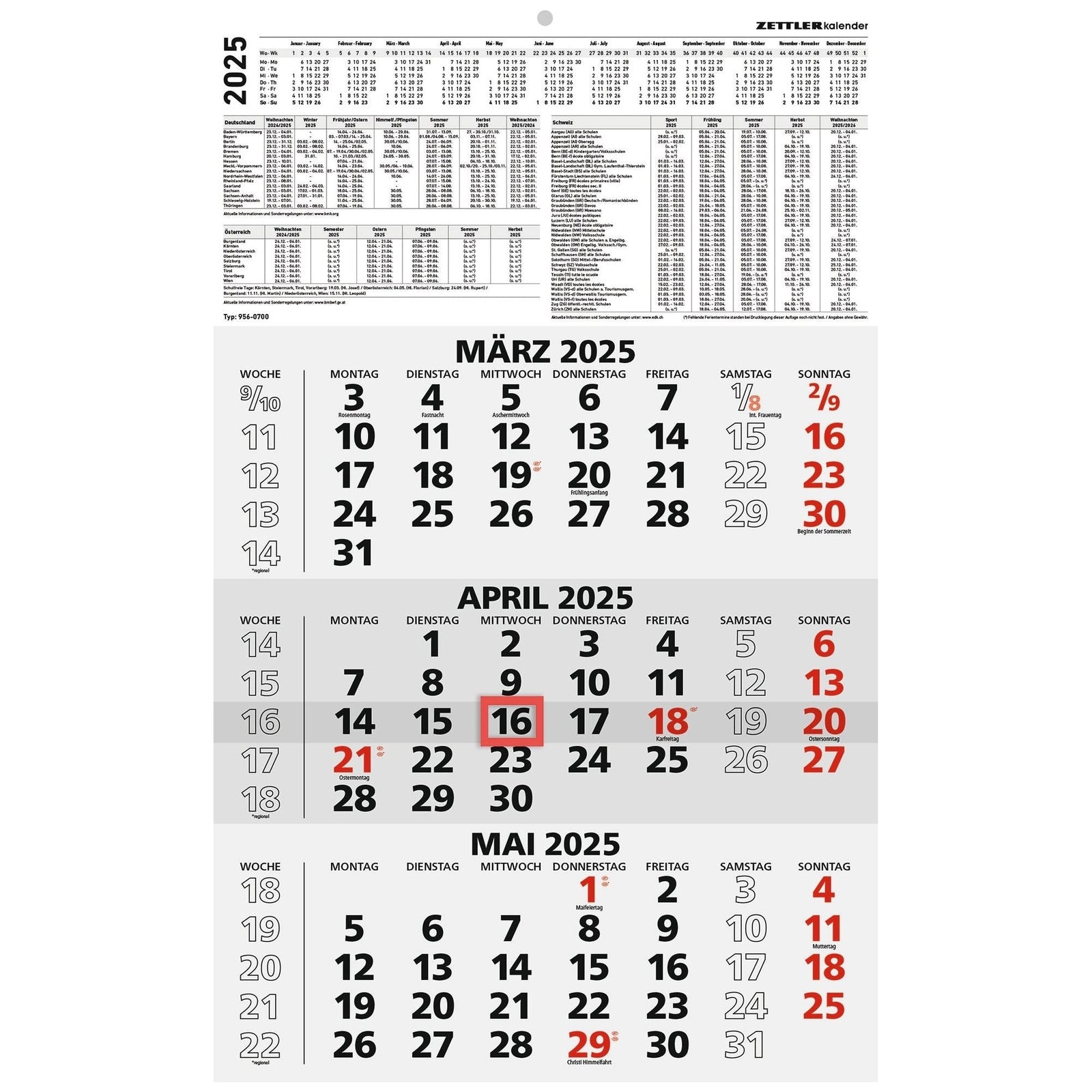 3-Monatskalender 2025: Der beste Überblick für Büro und Zuhause