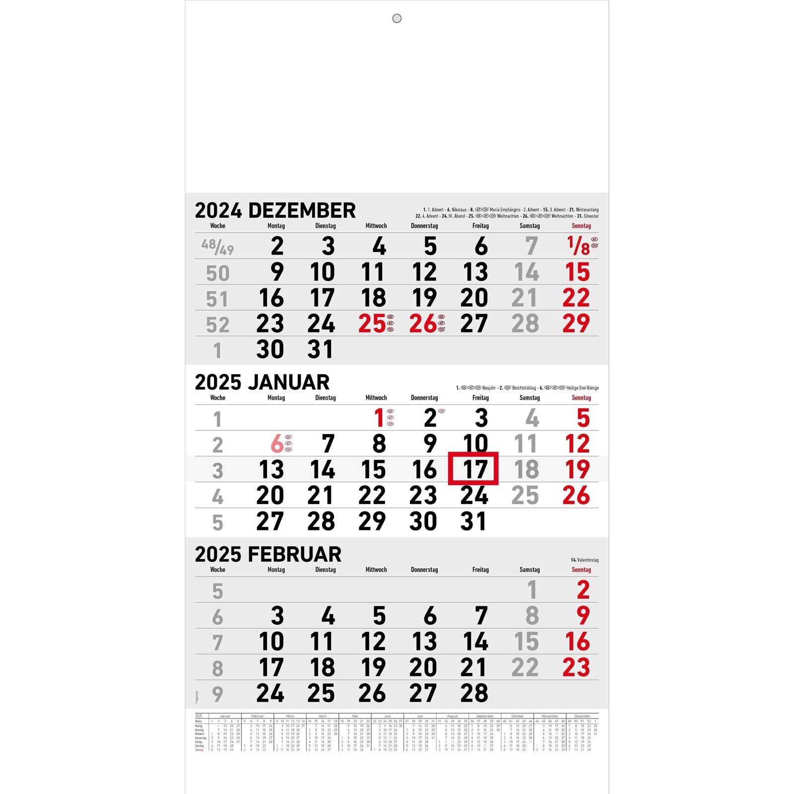 3-Monatskalender 2025: Der beste Überblick für Büro und Zuhause